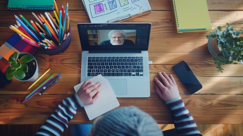 The Student Attending Online Class.AI Generated Image Stock Image ...