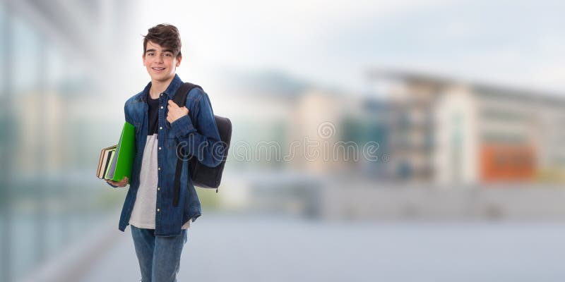 Student with Backpack and Books Stock Illustration - Illustration of ...