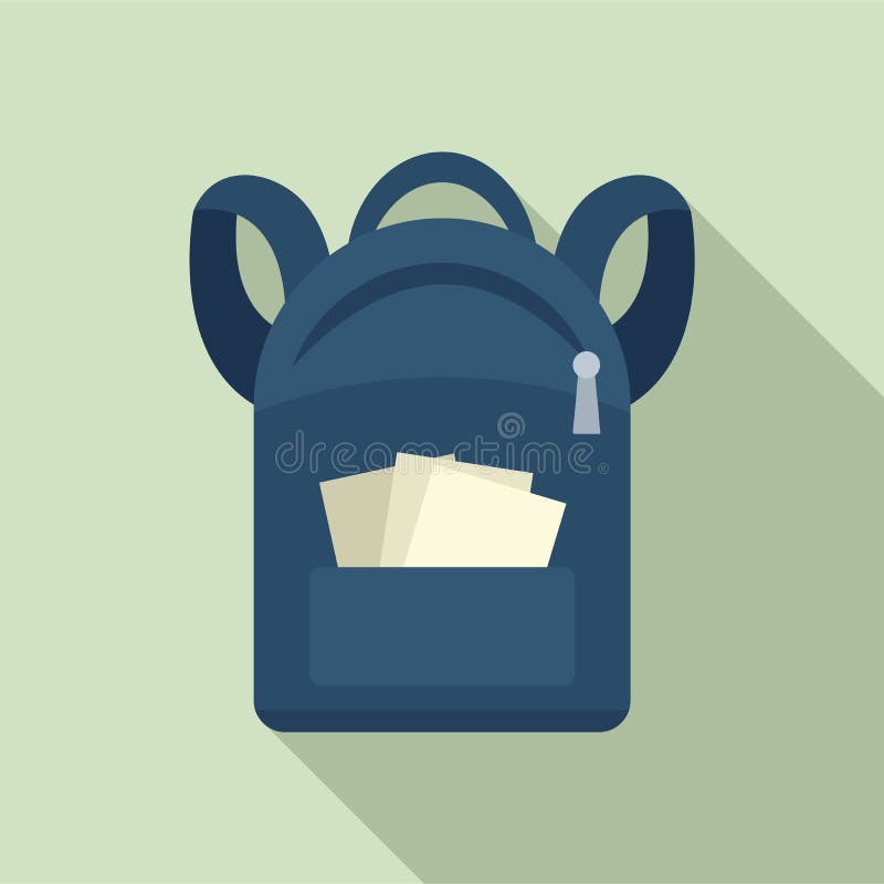 Student Backpack Icon, Flat Style Stock Illustration - Illustration of ...