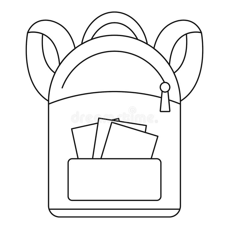 Student Backpack Icon, Outline Style Stock Vector - Illustration of ...