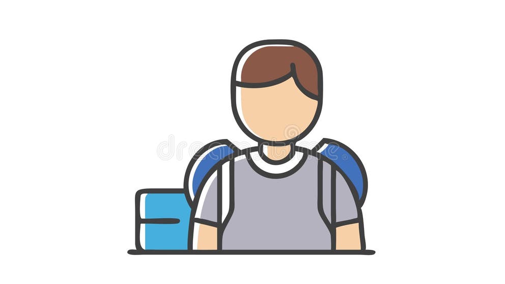 Student with Backpack Icon Representing Education Schooling and ...