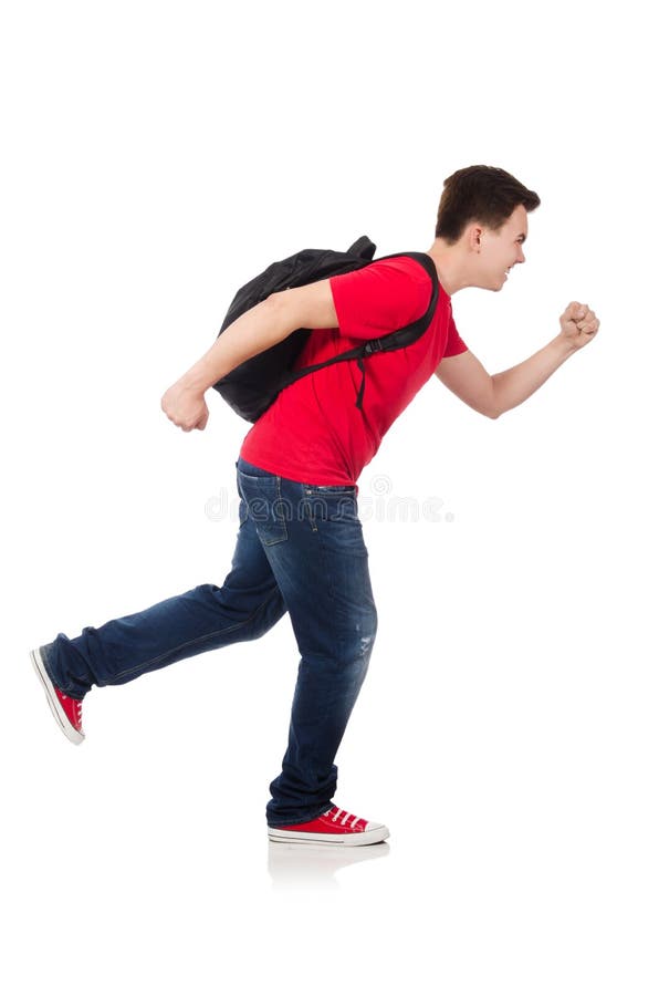Student with Backpack Isolated Stock Photo - Image of college, backpack ...