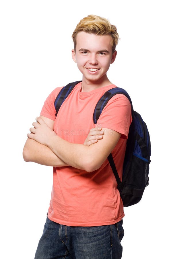 Student with Backpack Isolated Stock Photo - Image of reading, humorous ...