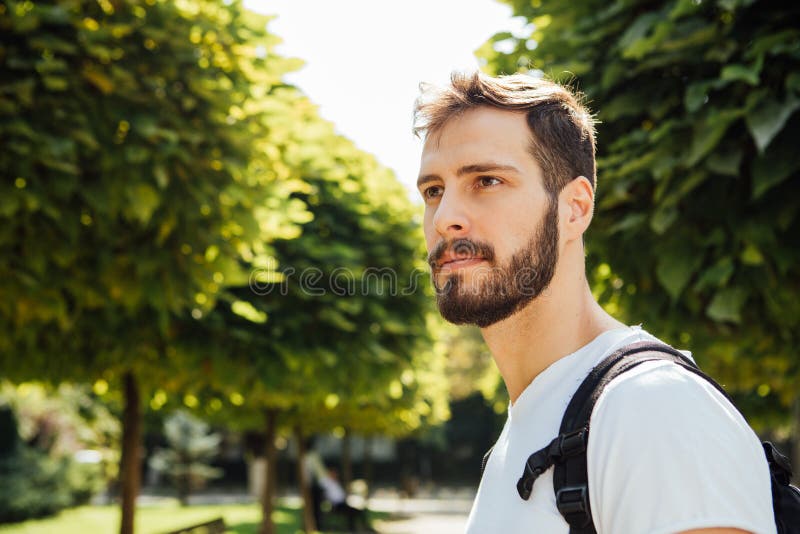 Student with Backpack Outside Stock Photo - Image of happy, person ...