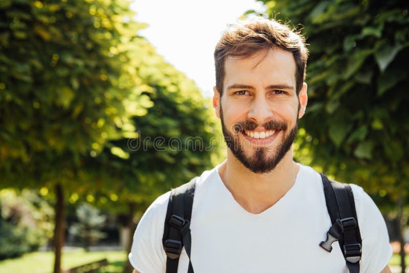 Student with Backpack Outside Stock Image - Image of person, students ...