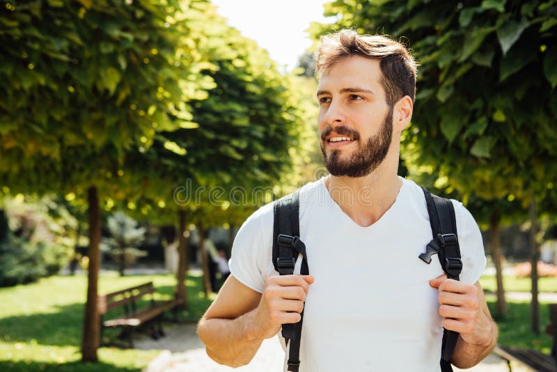 Student with Backpack Outside Stock Photo - Image of confident, travel ...