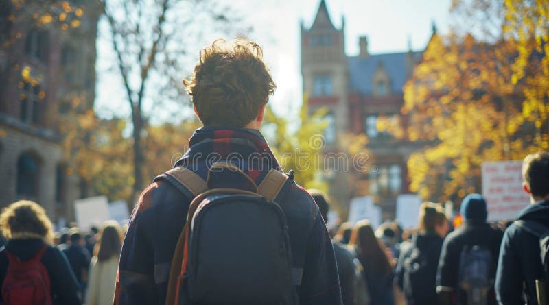Student Protest on Campus Autumn Demonstration Highlighting Educational ...