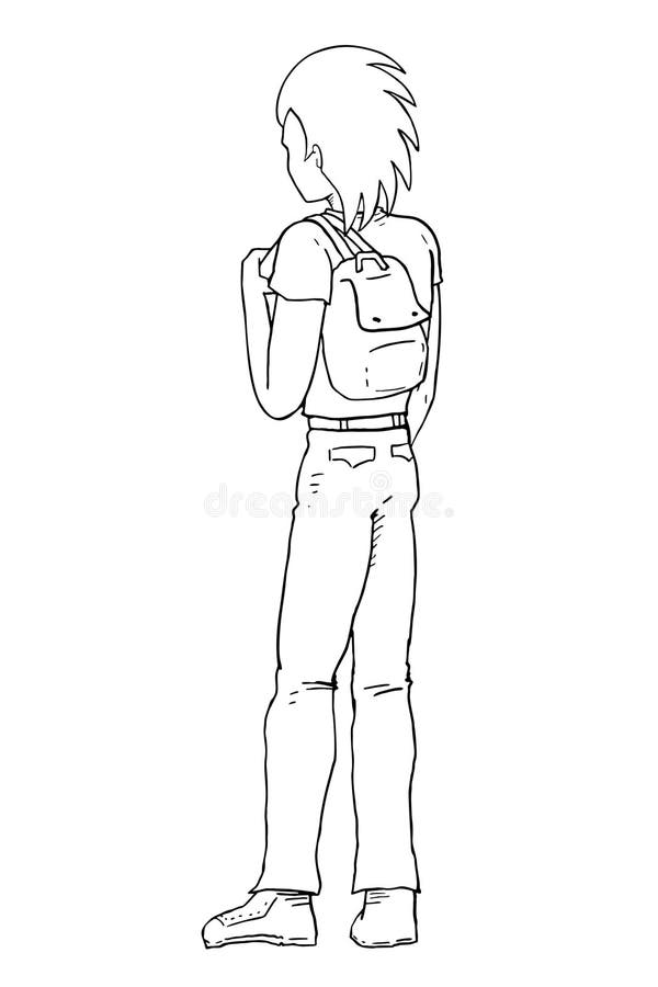 Student with Bag Draw To Coloring Stock Vector - Illustration of ...