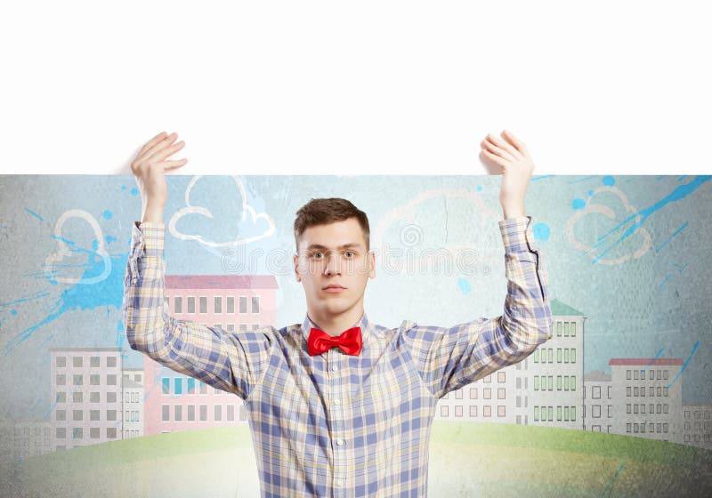 Student with banner stock photo. Image of education, advertise - 48760784