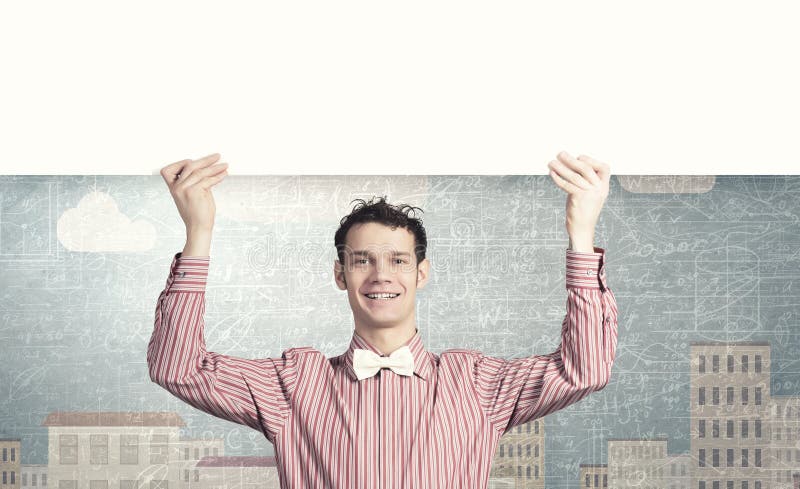 Student with banner stock photo. Image of placard, teen - 50513072