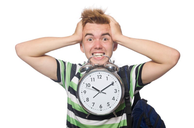 Student being late stock image. Image of alarm, smile - 46953029