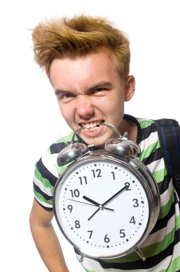 Student being late stock image. Image of alarm, smile - 46953029