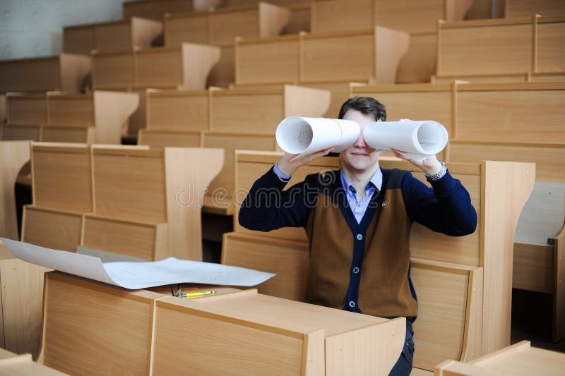 The Student in a Big Class Prepares for Examination Stock Photo - Image ...