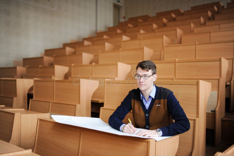 The Student in a Big Class Prepares for Examination Stock Photo - Image ...