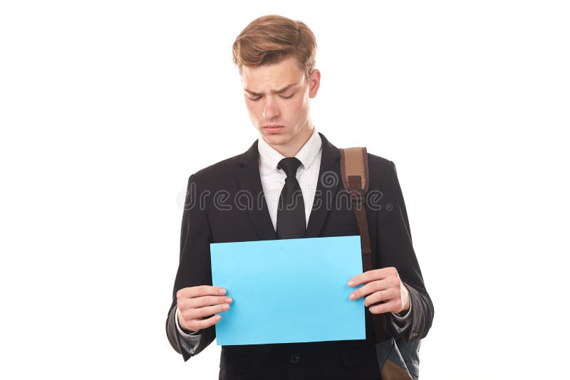 Student with blank paper stock photo. Image of education - 97268670