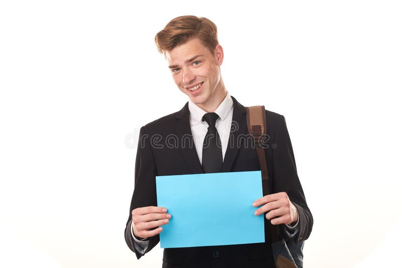 Student with paper stock photo. Image of inside, marketing - 34592804
