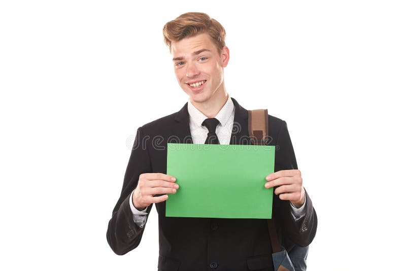 Student with paper stock photo. Image of inside, marketing - 34592804