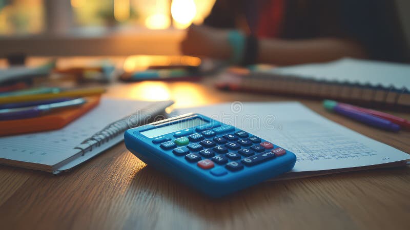 Student blue calculator stock illustration. Illustration of shadows ...