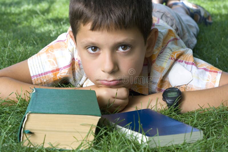 Student with the book stock image. Image of eager, park - 6089323