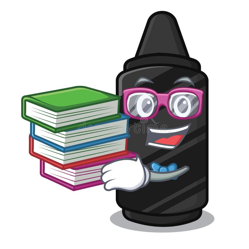 Student with Book Black Crayon Isolated in the Cartoon Stock Vector ...