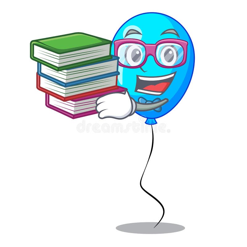 Student with Book Blue Balloon Bunch Design on Cartoon Stock Vector ...