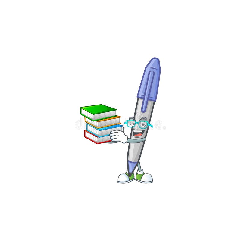 Student with Book Blue Ballpoint for the Notes Writing. Stock Vector ...