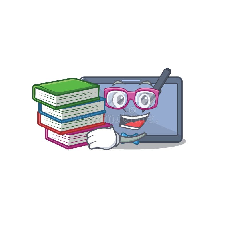 Student with Book Graphic Tablet on the Mascot Table Stock Vector ...