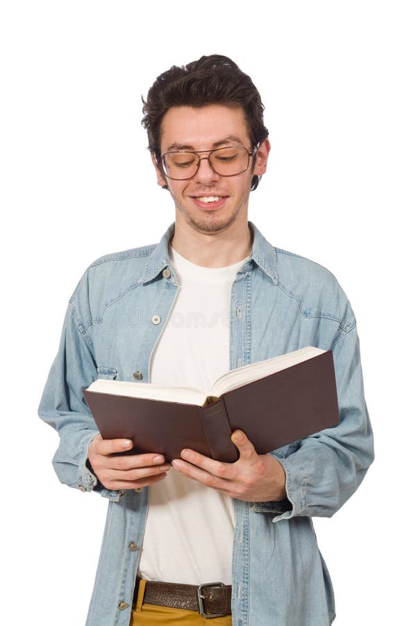 Student with Book Isolated on White Stock Photo - Image of study ...