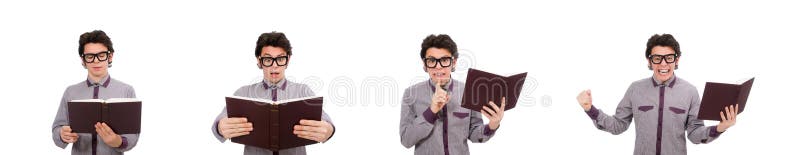 The Student with Book Isolated on White Stock Photo - Image of portrait ...