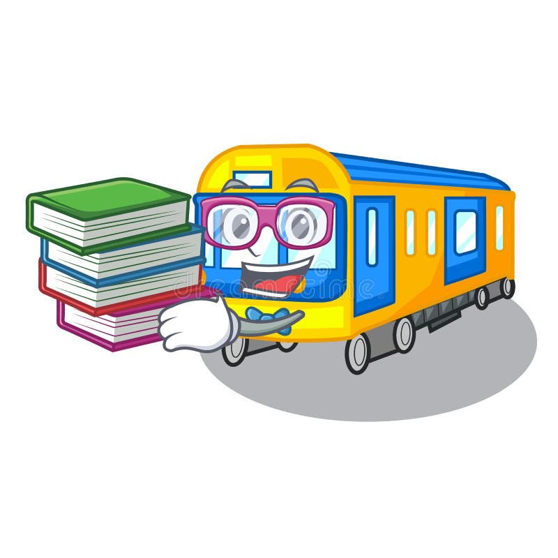 Student With Book Miniature Subway Train Cartoon Above Table Stock ...