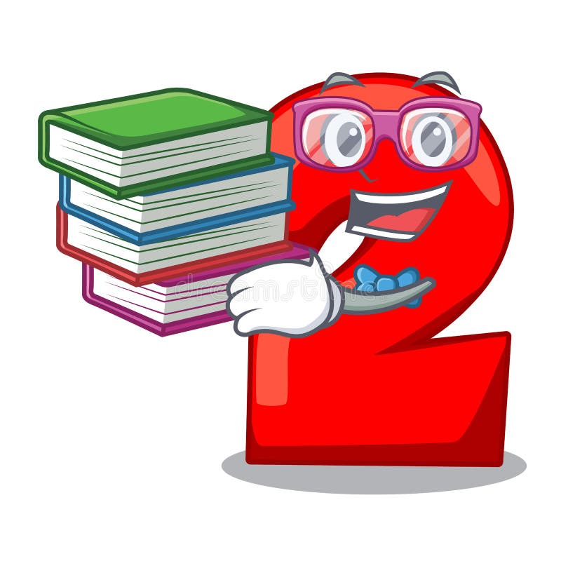 Student with Book Number Two Red Isolated on Mascot Stock Vector ...