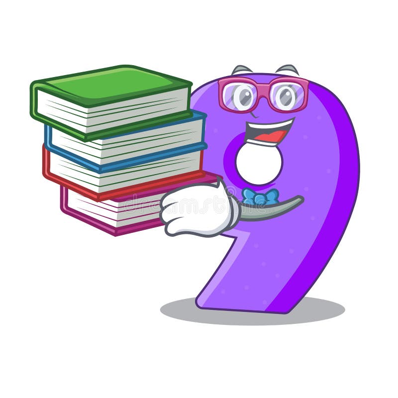 Student with Book Paper Cut Number Nine Letter Mascot Stock Vector ...
