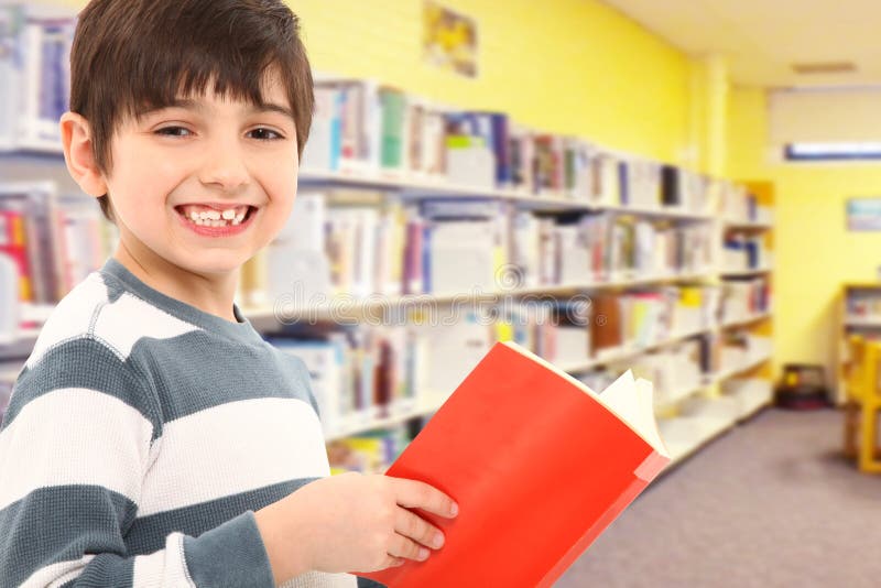 Student with Book in School Library Stock Image - Image of youth ...