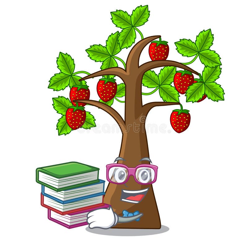 Student with Book Strawberry Tree Isolated with the Cartoon Stock ...