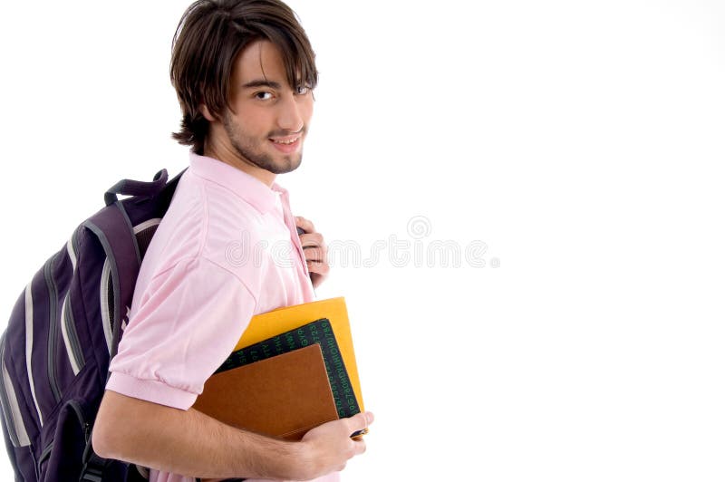 Student with books and bag stock image. Image of fashionable - 6989617