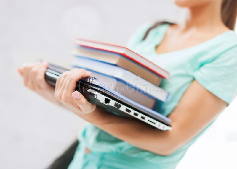 Laptop Computer with Colored Books Stock Image - Image of education ...