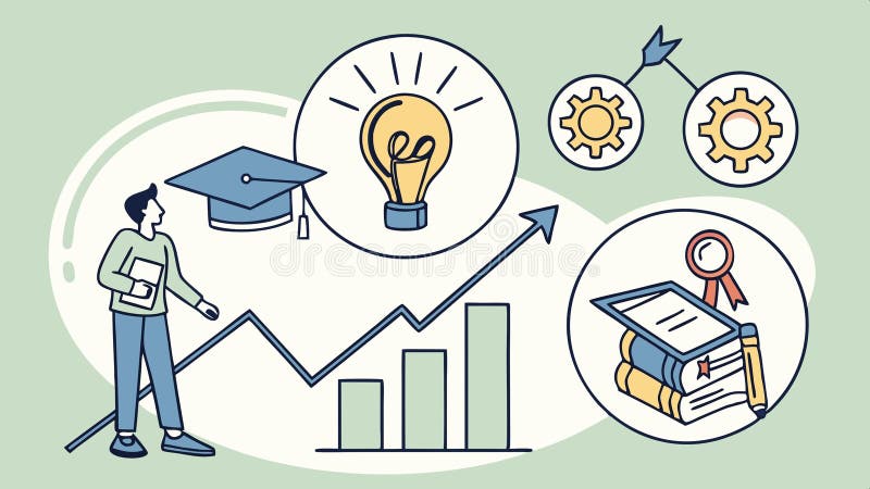 Student with Books and Graph, Education and Achievement Vector Design ...