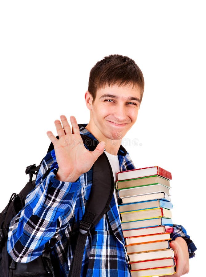 Student with a Books stock image. Image of satchel, male - 89749933
