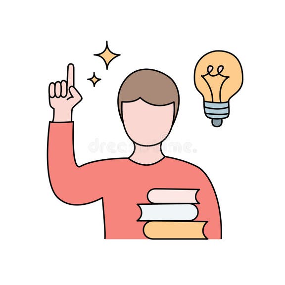 Student with Books Has an Idea Stock Vector - Illustration of study ...
