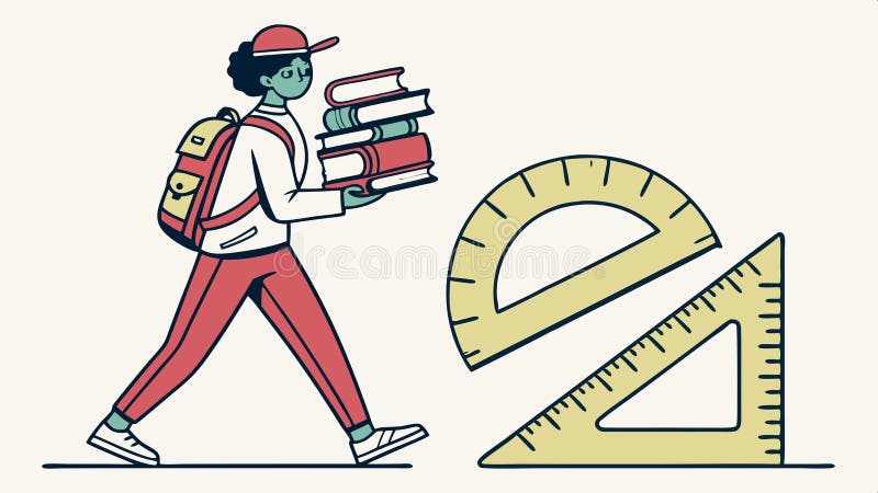 Student with Books and Ruler, Education, Math, Geometry, Learning Tools ...