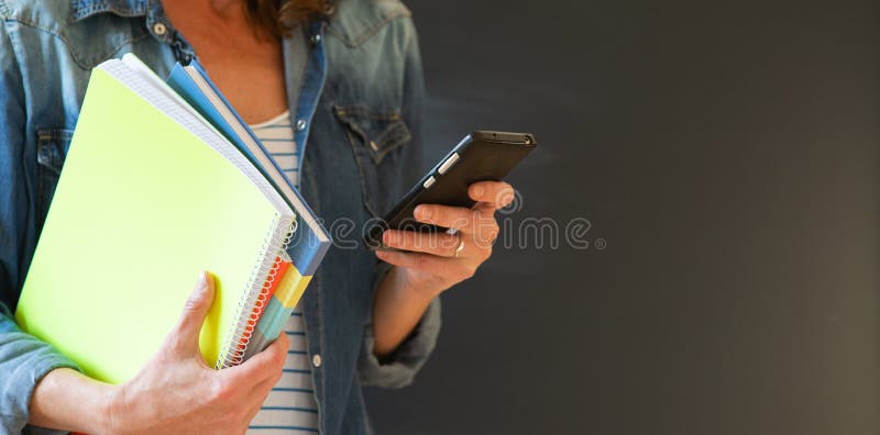 Student with Books and Smartphone Stock Photo - Image of cellular ...