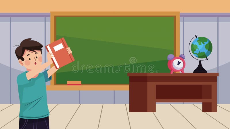 Student Boy in Classroom Animation Stock Footage - Video of chalkboard ...