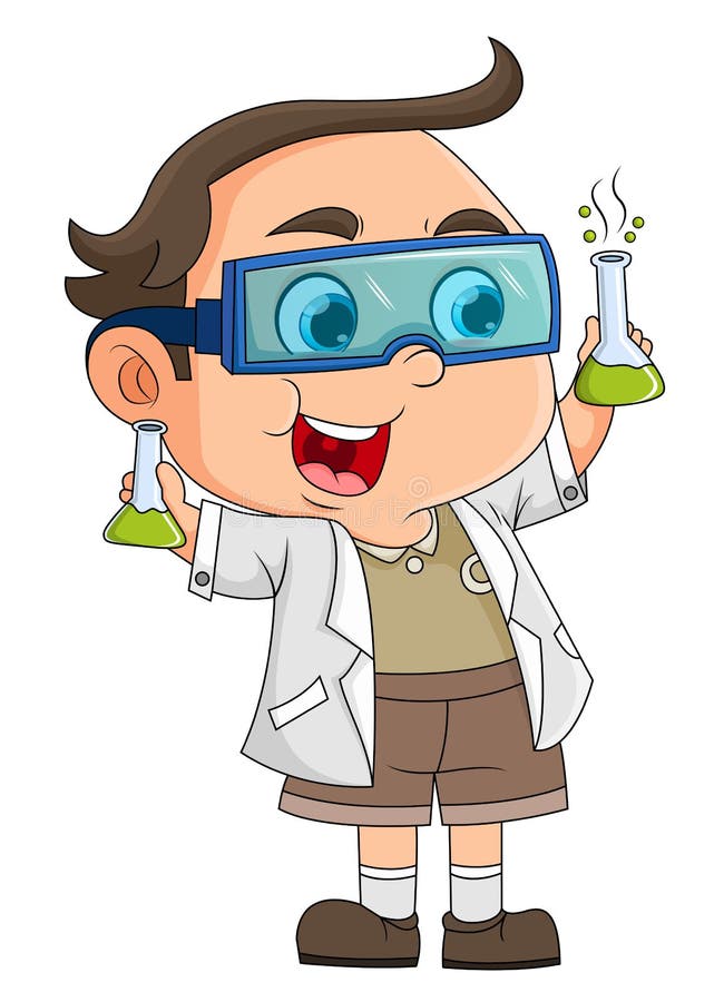 The Student Boy is Doing the Experiment in the Laboratories Stock ...