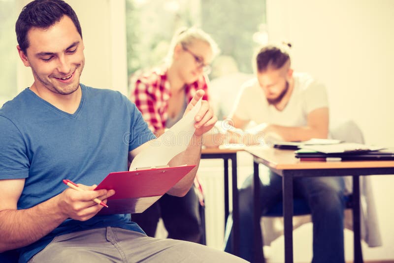 Student Boy in Front of Her Mates in Classroom Stock Photo - Image of ...
