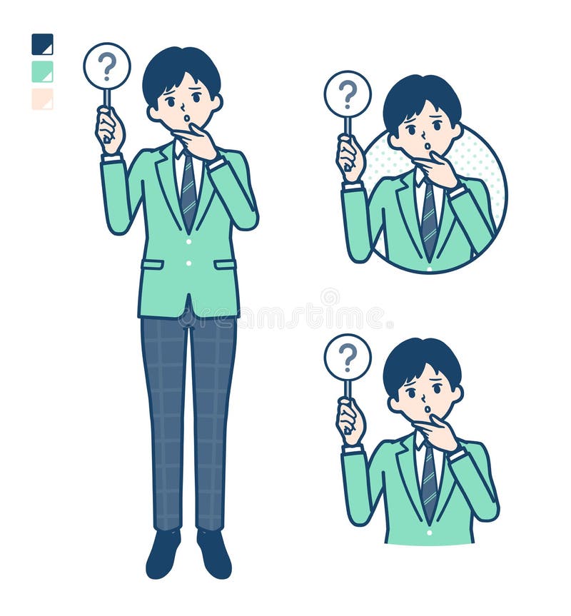 Simple School Boy Green Blazer_question-panel Stock Vector ...