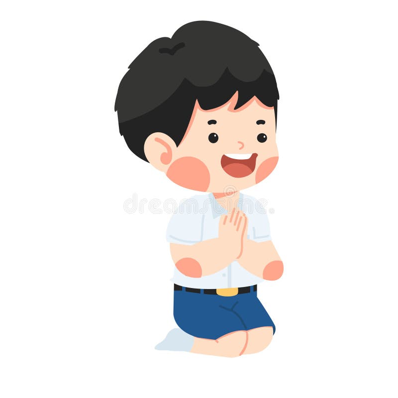 Student Boy Praying Sitting on the Floor Stock Vector - Illustration of ...