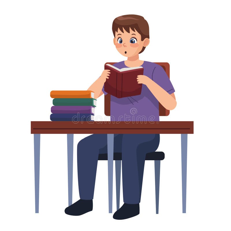 Student boy reading book stock vector. Illustration of knowledge ...