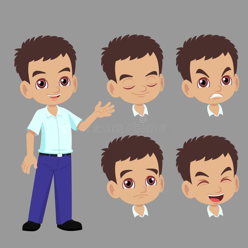 Student Boy School Uniform Face Expression Stock Vector - Illustration ...