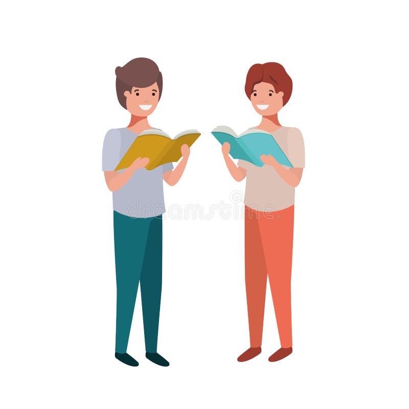 Student Boys with Reading Book in the Hands Stock Vector - Illustration ...
