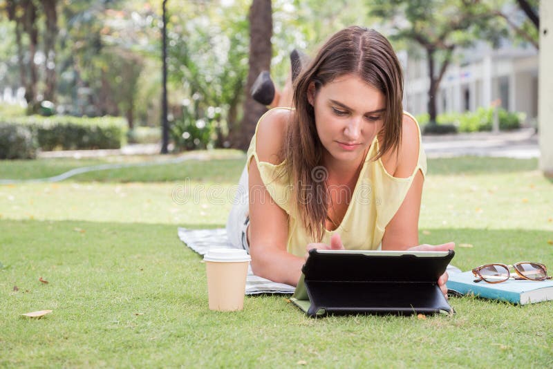 Student at break stock image. Image of female, lying - 39692235